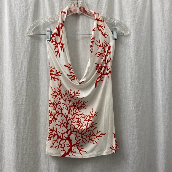 RED Valentino | Tops | Red Valentino Red Coral Halter Top Draped Front ...